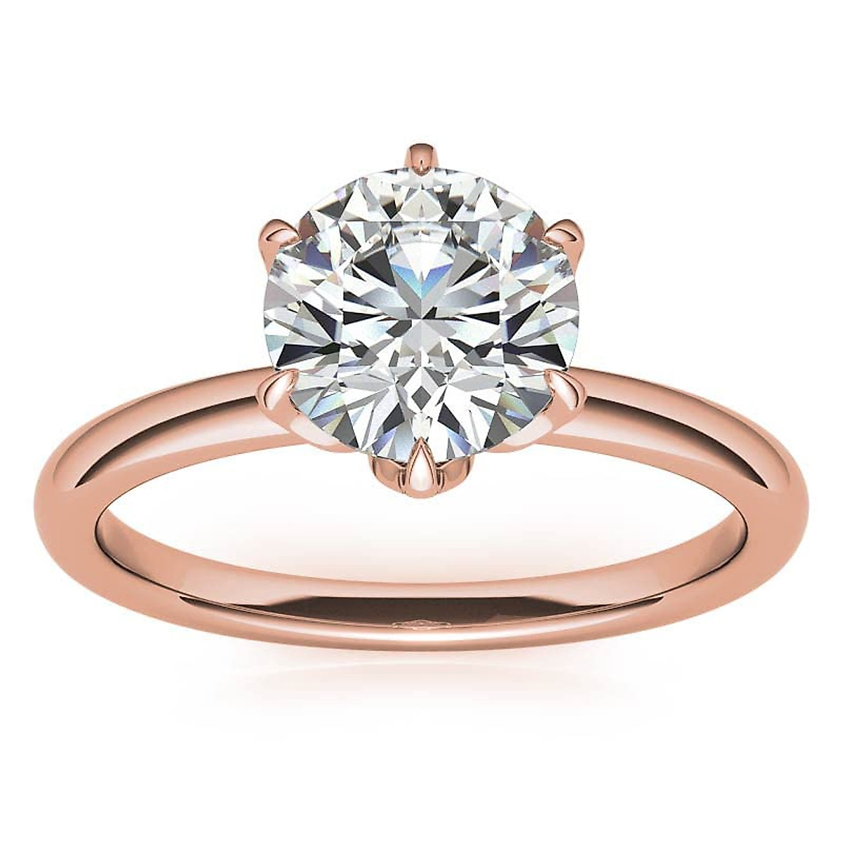 10K Solid Rose Gold Handmade Engagement Ring 2.50 CT Round Cut Moissanite Diamond Solitaire Wedding/Bridal Ring Set for Women/Her, Fancy Ring Gift for Her