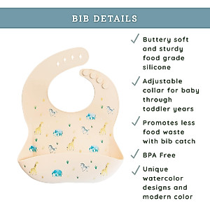 Austin Baby Co Mess Proof Silicone Bibs for Babies – Perfect Travel Toddler Bibs for Baby Boy or Baby Girl – Waterproof with Adjustable Collar, Soft Food Grade Silicone, BPA Free
