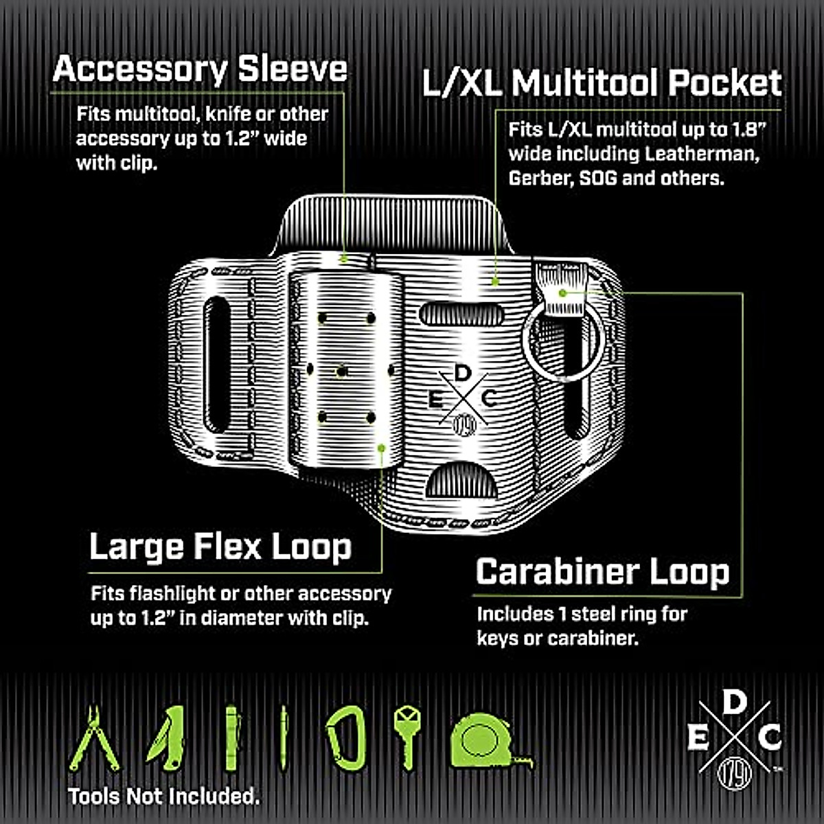 1791 EDC Multitool & Flashlight Holster, Leather EDC Organizer Belt Pouch Fits Multitool, Knife, Flashlight, Keys - Compatible with Heavy Duty Leatherman, Gerber, SOG Multitools - Easy Slide, Brown