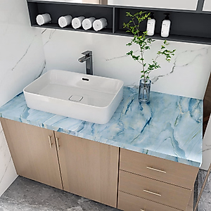 Bumoo Blue Gold Marble Peel and Stick Contact Paper 16"×78.7" Granite Texture Wallpaper Self Stick Adhesive Removable Waterproof Furniture Decorative Sticker for Countertop Kitchen Bedroom Bathroom