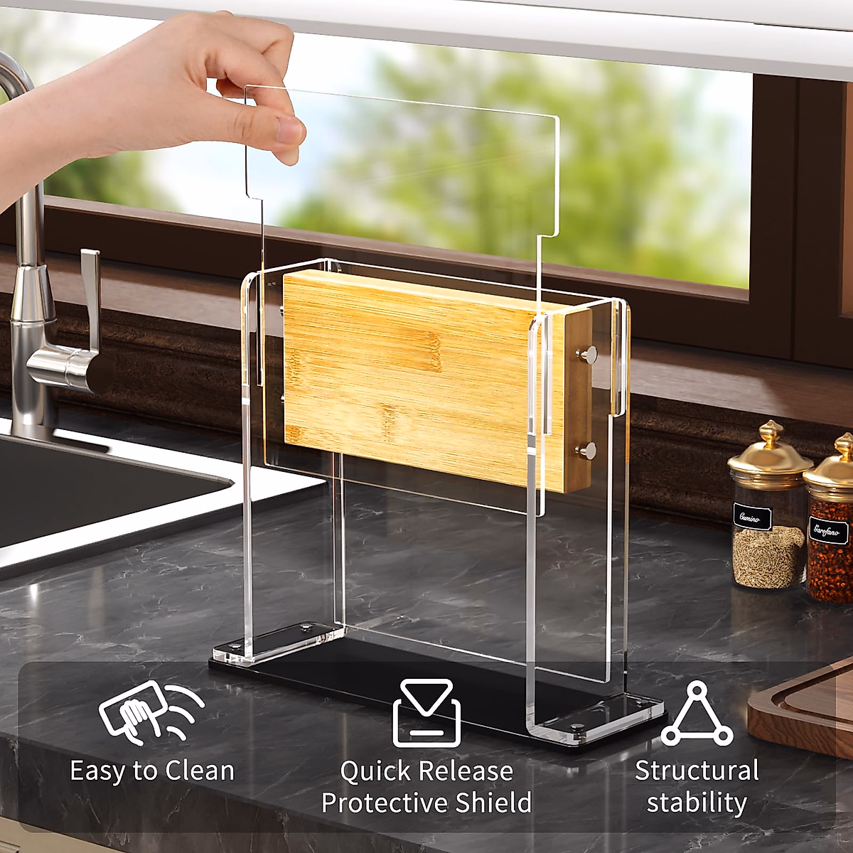 NPPLUS Magnetic Knife Block Holder: Double-Sided Strong Magnets for Kitchen Counter Organizer Rack - Wooden Knife Stand Storage for Home Cooks Chefs