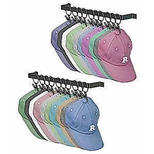 yeavs Hat Rack for Wall Baseball Cap Set of 2, Metal Hat Hanger with Hooks, Wall Mount Cowboy Hat Storage Display Sock Scarf Organizer for Door Closet Entryway Bedroom
