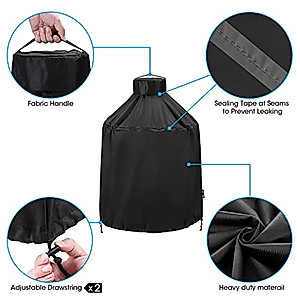 Unicook Grill Cover 31.5 Inch, Compatible with Large Big Green Egg, Kamado Joe, Pit Boss Grills, Heavy Duty Waterproof Ceramic Grill Cover, Fade Resistant Smoker Cover, 31.5" Dia X 31.5" H, Black