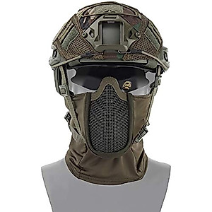 Tactical Air Gun Paintball Fast Helmet with Helmet Cover, Foldable Design Ninja Style Balaclava Mesh Mask and Tactical Goggles