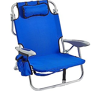 Canpsky Portable Beach Chair for Adults, 4 Position Backpack Folding Camping Chairs for Outdoor, Beach Chairs with Backpack Straps,Blue…