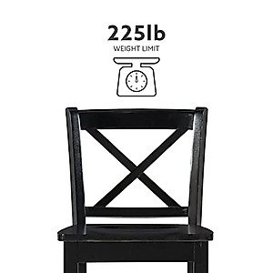 Linon Home Dcor Finished X-Back 30", Black Bar Stool, 16"W x 17.91"D x 42.91"H,