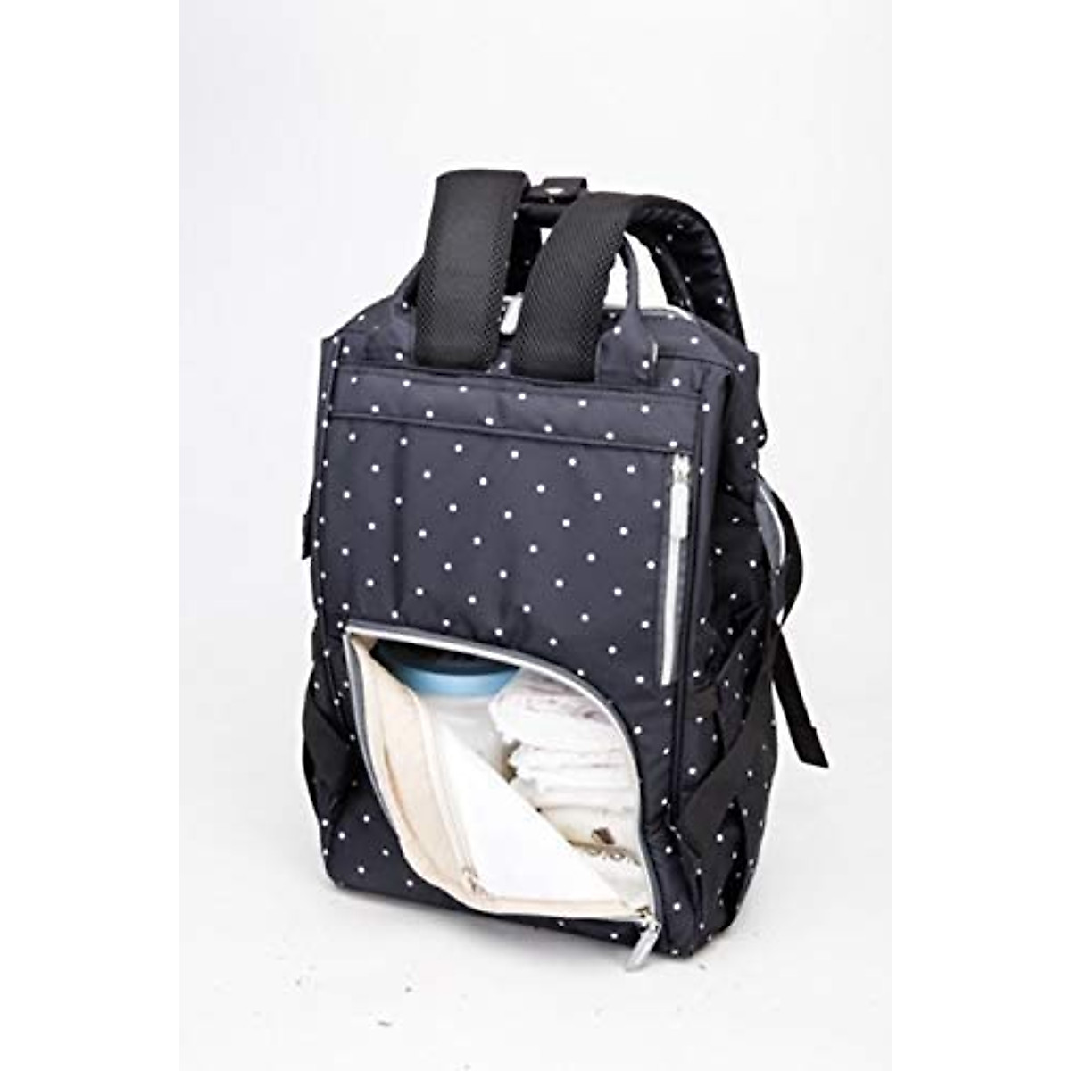 Milky Chic Mommy Diaper Bag- Waterproof USB Charging Port Stroller Straps Changing Pad (Dots)