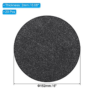 PATIKIL 6 Inch Diameter Lamp Base Felt, 20Pack 2mm Thickness Round Soft Adhesive Non-Slip Anti-Scratch Backed Felt for Lamp Furniture DIY Craft, Dark Grey