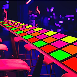 Haull 118 x 39 Inch Neon Light up Dance Floor Neon Party Decorations Blacklight Rug Glow in The Dark UV Reactive Fluorescent for Christmas Halloween Birthday Wedding Party Favors (Rectangles)