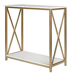 Narrow Sofa Tables for Living Room, Modern Hallway Accent Entrance Table, 2 Tier Storage Shelf, Side Table, 2-Tier End Telephone Table for Living Room Bedroom Hallway, Modern Look Accent Table