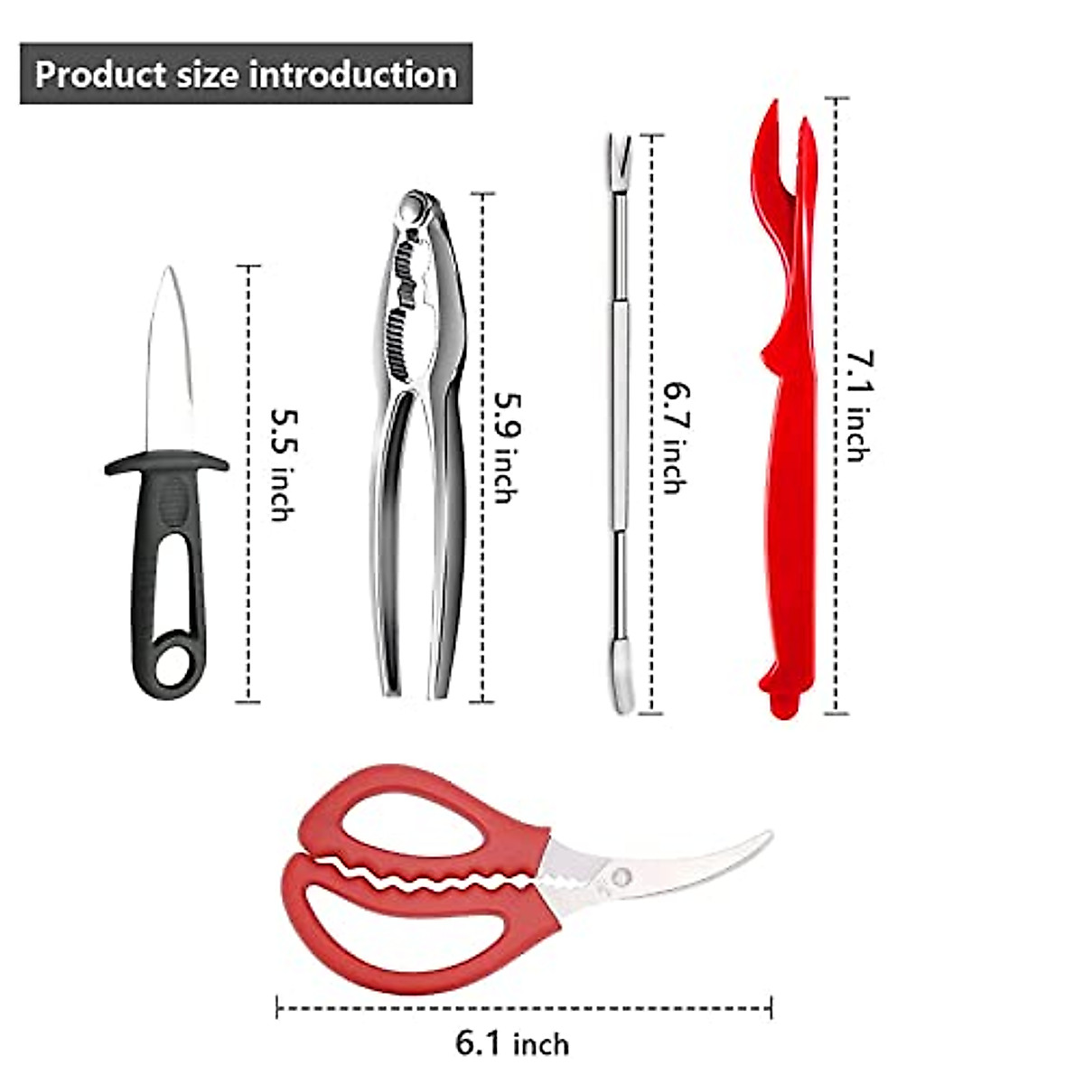 14Pcs Seafood Tools Set,2 Crab & Lobster Crackers,4 Crab Leg Forks/Picks,4 Food-Grade plastic lobster shellers,2 oyster knife,2 Seafood Scissors,1 Gift Case- Nut Cracker Set