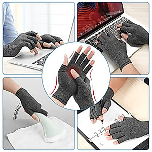 AOOWU Arthritis Gloves for Women Men, Arthritis Pain Relief Gloves Fingerless Gloves Hand Warmers Gloves Carpal Tunnel Rheumatiod Tendonitis Fingerless Hand Thumb Compression Gloves Mother Gifts-S