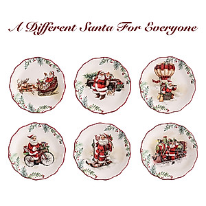 Bico Santa On The Way Ceramic Appetizer Plates, 6 inch, Set of 6, for Tapas, Salad, Appetizer, Microwave & Dishwasher Safe