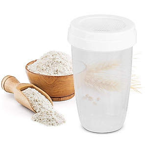 Plastic Powder Shaker with Lid, Powder Sugar Shaker Duster with Fine Mesh Sifter Shaker for Sugar Powder Cocoa Flour Chocolate Coffee Sifter Baking Accessories