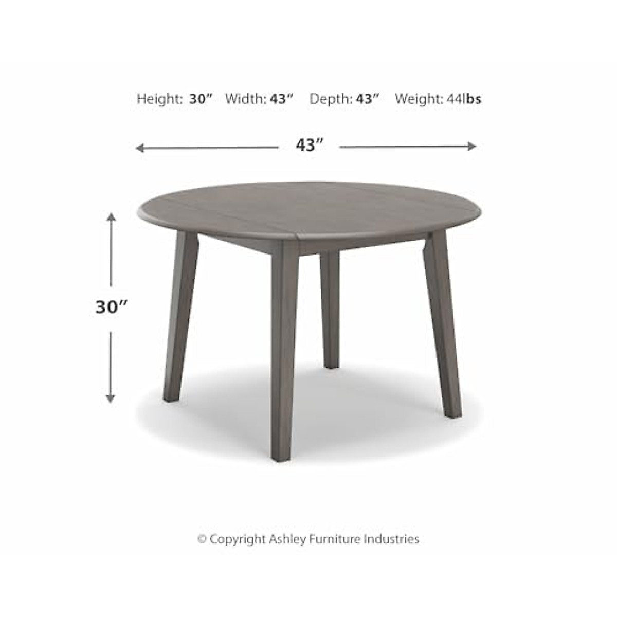 Signature Design by Ashley Shullden Casual Round Dining Small Drop Leaf Table, Seats up to 4, Gray