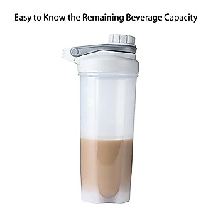 EYMPEU 2 Pack Shaker Bottle Work Out BPA & Phthalate-free, Solid Screw lid Leakproof Shaker Cup Dishwasher Safe for Protein Mixes 24oz, Clear Grey