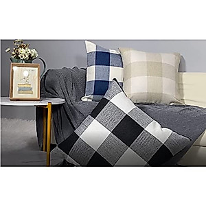 VAKADO 24x24 inch Set of 2 Navy Blue White Buffalo Plaids Throw Pillow Covers Outdoor Farmhouse Retro Decorative Check Cushion Cases Home Decor for Couch Patio Porch Sofa Furniture, Dark Blue