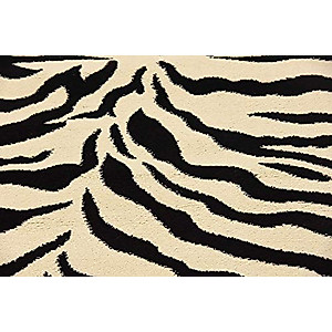 Unique Loom Wildlife Collection Animal Inspired with Zebra Design Area Rug, 2 ft 7 in x 10 ft, Ivory/Black