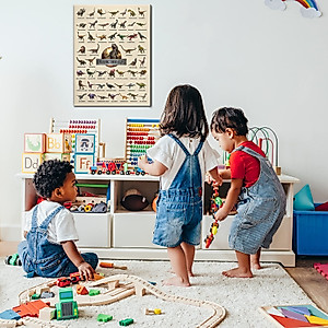 Dinosaur Wall Art Decor for Boys Room,Jurassic Dino World Park Wall Decor for Kids Bedroom Framed Ready to Hanging 12x16 inches