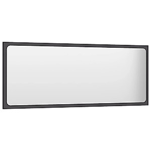 YELWHI Bathroom Mirror Gray 39.4"x0.6"x14.6" Engineered Wood,Modern Contemporary Acrylic Wall Mirror: Style and Functionality for Your Bathroom Bath Vanities, Bathroom Improvement