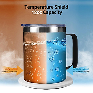 WFSJRED Theater Gifts 12 oz Insulated Mug for Coffee Mug with Leak-Resistant closeable hot lid for hot Drinks with Handle Broadway Gifts for Musicians (NO MUSIC)