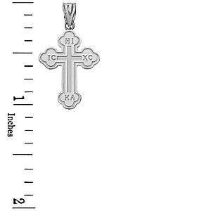 Religious Jewelry 925 Sterling Silver Eastern Orthodox IC XC NIKA Cross Outline Pendant (Small)