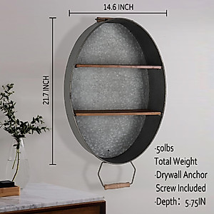 Oakrain Galvanized Wash Tub with Shelves | Towel Racks for Bathroom | Bathroom Wall Shelves | Farmhouse Rustic Bathroom Decor | 2 Tier Wall Towel Holder with Wood Shelf | Galvanized Shelf Wall