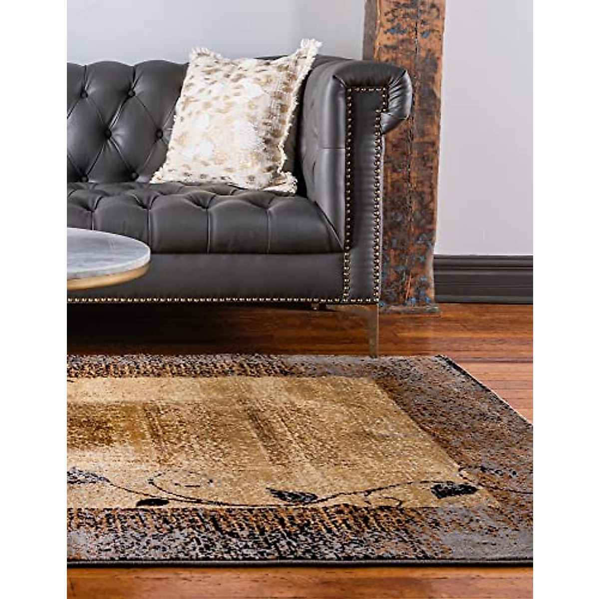 Rugs.com Cafe Collection Rug – 3' x 5' Beige Medium Rug Perfect for Entryways, Kitchens, Breakfast Nooks, Accent Pieces