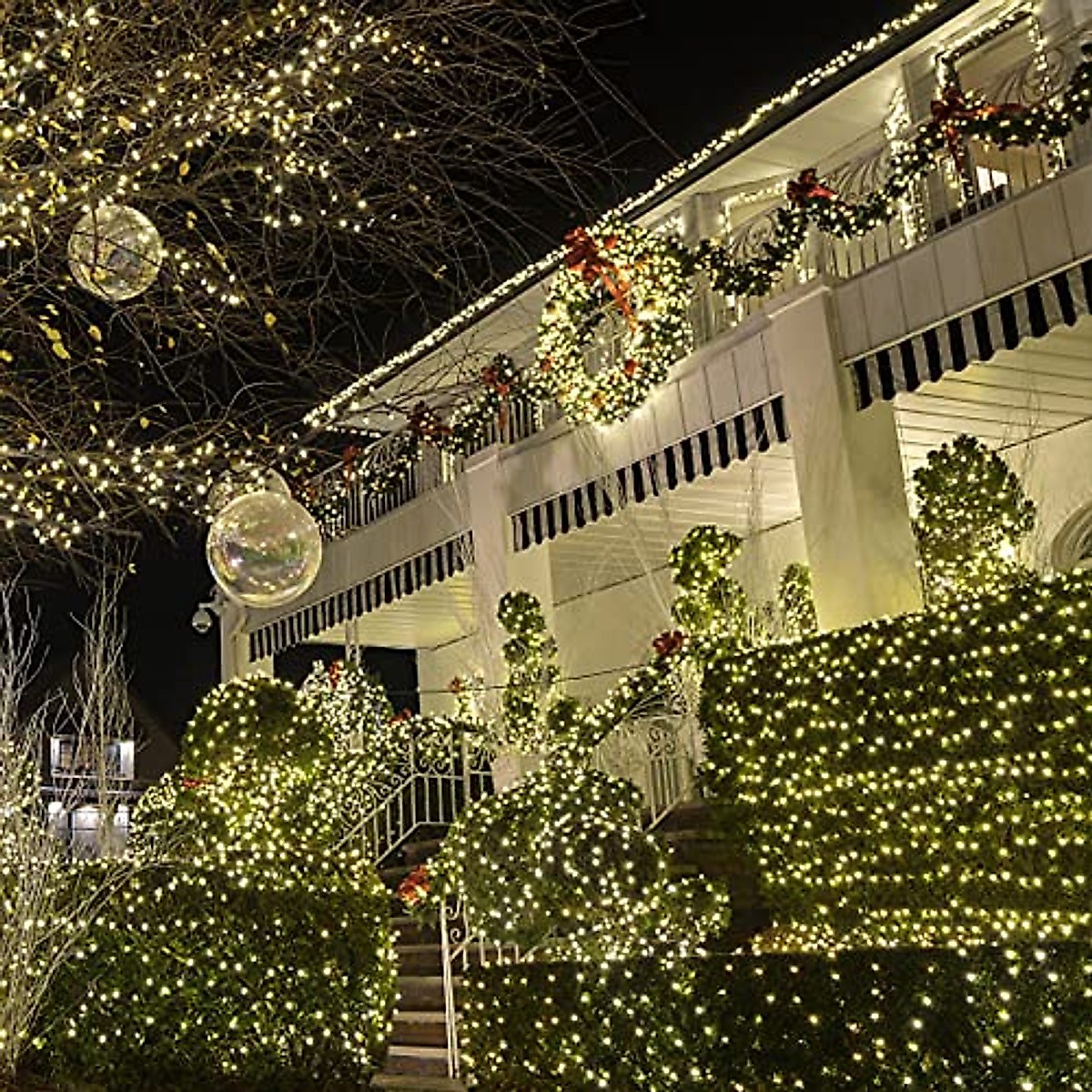 Twinkle Star 2 Pack Christmas Clear Outdoor Lights, White Wire 150-count Lights 120V UL Certified Incandescent Mini String Light, Connectable for Xmas Tree Home Patio Holiday Party Garden Decorations