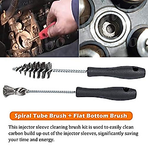 Bonbo Injector Sleeve Cleaning Brush Kit for 1994-2018 Ford Powerstroke 6.0L 6.4L 6.7L 7.3L and Caterpillar 3126 C7 C9, Alternative to 3252 AP0083 AP0084 AP0085