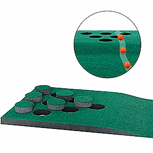 Golf Pong Mat Game Set Green Mat,Golf Putting Mat with 2 Putters, 6 Golf Balls,12 Golf Hole Covers for Indoor&Outdoor Short Game Office Party Backyard Use
