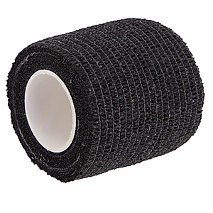 Juvale 12-Rolls Self Adhesive Bandage Wrap, Vet Tape - 2 in x 5 Yds Breathable, Elastic Cohesive Wrap Tape for Wrist, Swelling, Sports, Tattoo (Black)