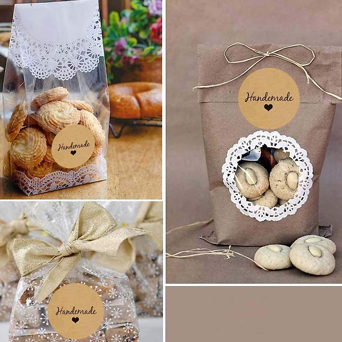 1.0x1.0Inch Labels Stickers,500 Pcs Natural Brown Kraft Stickers,Self-Adhesive Blank Stickers Handmade Baking Sticker Gift Tags Holiday Present Stickers (1x1Inch)