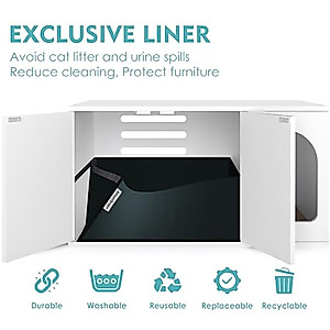 Amunrbrek Cat Litter Box Enclosure Furniture as End Side Table, Stackable Litter Box Furniture with Front-entry Cat Door (White)