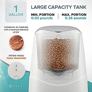 Talo Automatic Wi-Fi Pet Feeder 3.7L - Smart Cat Feeder - Dog Feeder with App Control - Food Dispenser with Timer - 130oz – White