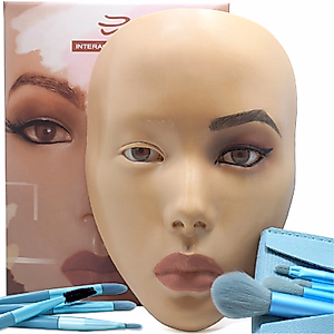 5D makeup Practice Face Board, Silicone Makeup Mannequin Face, Reusable Beginner Practice Eye Makeup Face, Eye Fake Silicone, Makeup Artist Full Face Practice Eyelash Eye Shadow Eyeliner Pen Simulatio