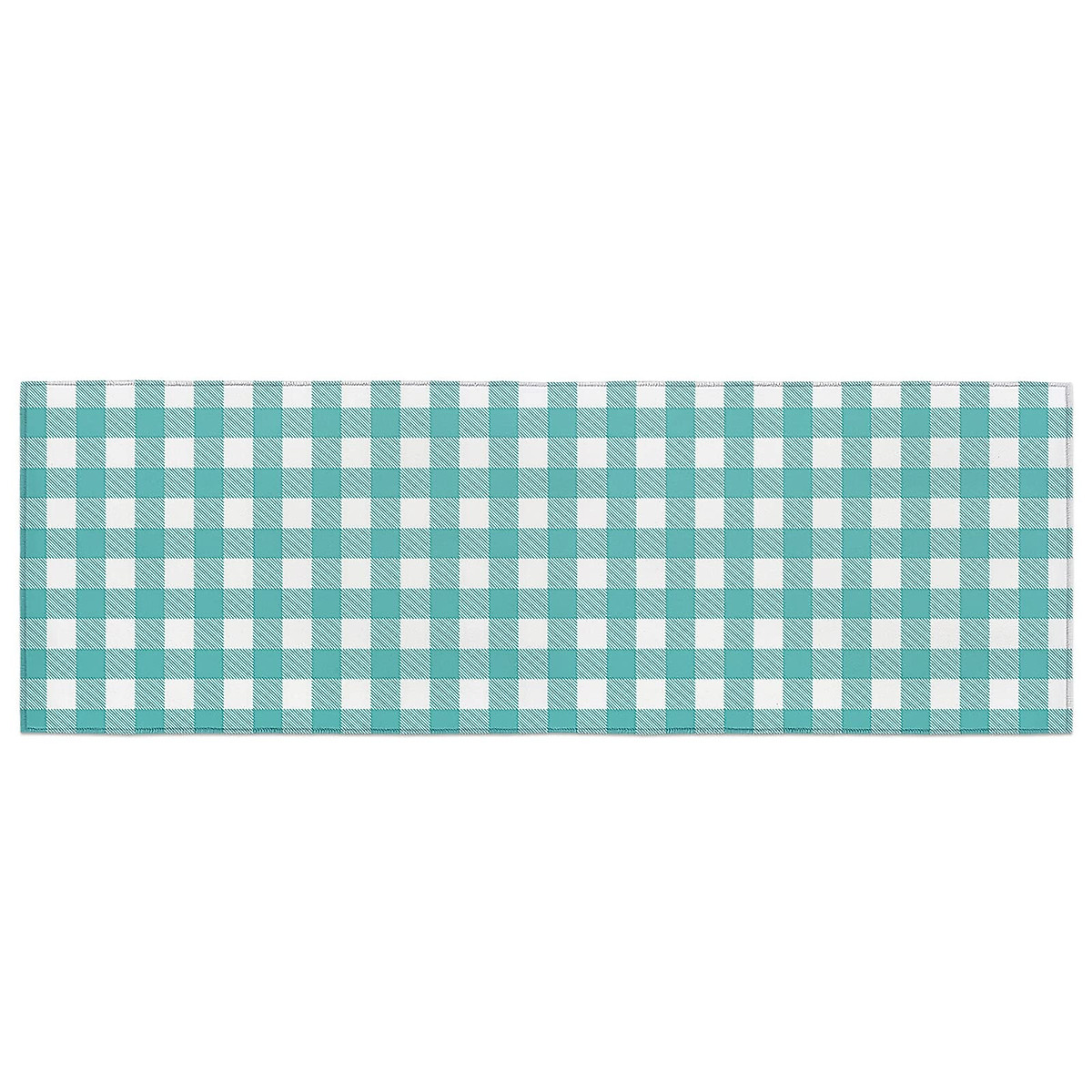 YOKOU Kitchen Rugs, Farmhouse Decoration Teal Green and White Buffalo Check Plaid Non Slip Runner Rug Mat for Floor, Kitchen, Bedside, Sink, Office, Laundry, 18"X47.2"