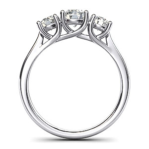 Solid Sterling Silver Three Stone Trellis Genuine Moissanite Ring Promise Engagement ring 2.0ctw for Women (4.5)