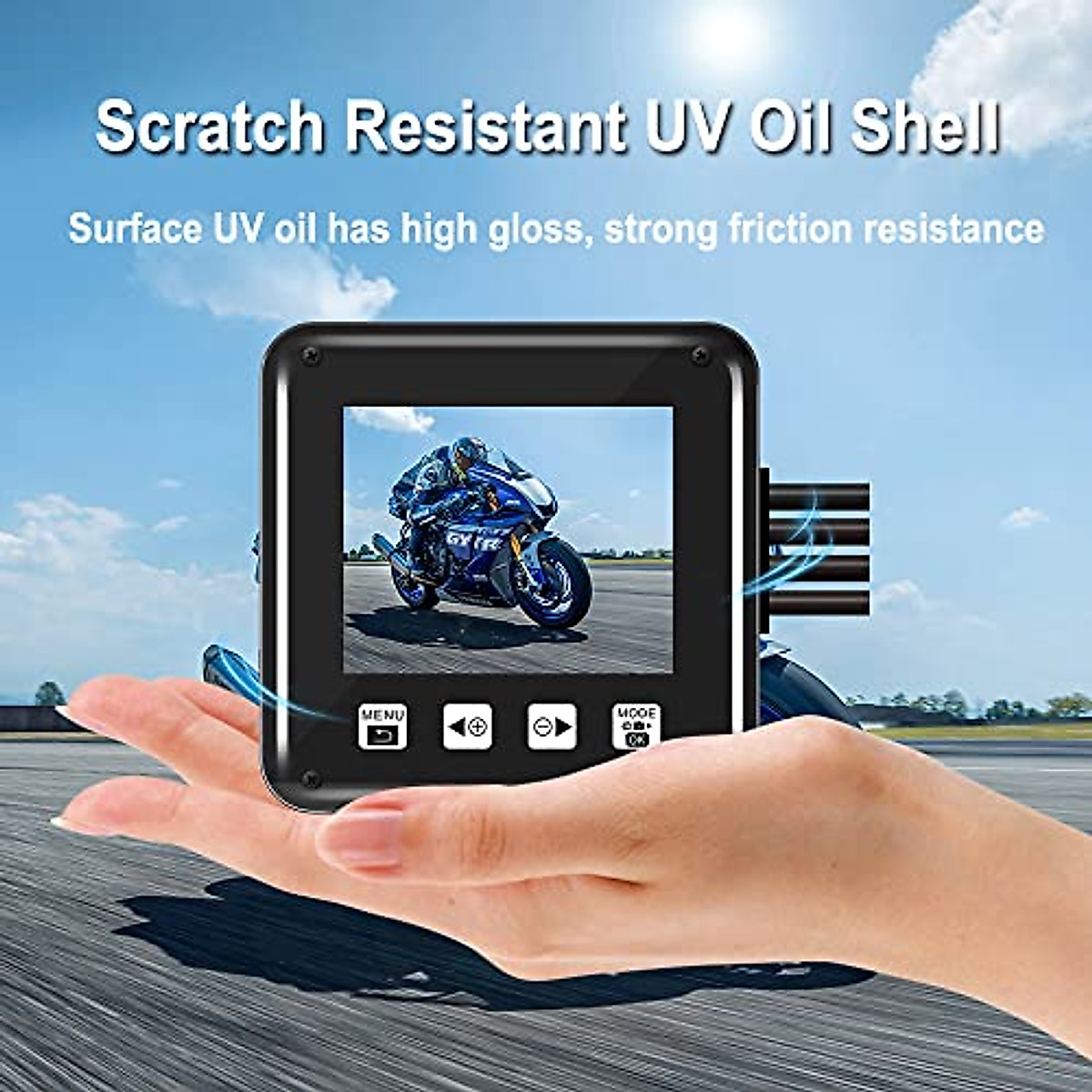 VSYSTO WiFi Motorcycle Dash Cam, 2 Inch Screen All Waterproof HD 1080P WDR SONY307 150° Wide Angle Fisheye Lens Front and Rear Camera, Night Vision, G-Sensor Loop Recording (Black-2Inch)