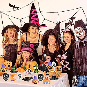 48 Pcs Halloween Mochi Squishy Toys,Mini Squishies Cute Squeeze Toy Stress Reliever Anxiety Packs for Kid Party Favors,Christmas Miniature (Halloween)