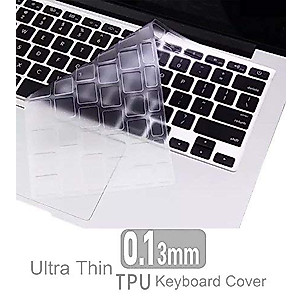 Ultra Thin Clear Keyboard Cover for Old MacBook Air 13 Inch A1466 A1369(Release 2010-2017) & MacBook Pro 13 Inch, MacBook Pro 15 Inch(2015 or Older Version, A1425 A1502 A1278 A1398), TPU