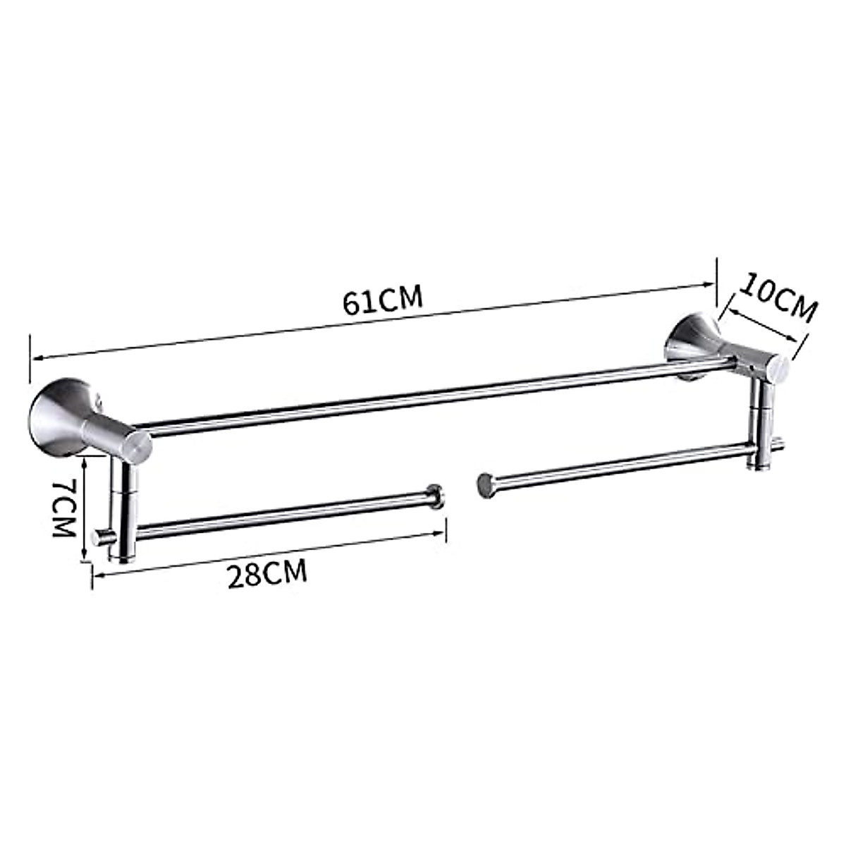 Towel BAR Rack Towel Rail Towel Bar Holder Bathroom Rotating Towel Bar 304 Stainless Steel Brushed Single Pole Double Pole Towel Rack Kitchen Hanging Rod