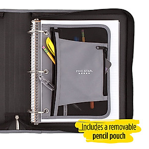 Five Star Zipper Binder, 2 Inch 3 Ring Binder, Xpanz, Gray Lines (29040Hx9)