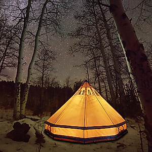 UNISTRENGH 5M Star Gazer Bell Tent 4 Season Waterproof Cotton Canvas Glamping Yurt Tent with Stove Jack Hole and Roof Windows for 6-8 Persons Camping Hunting