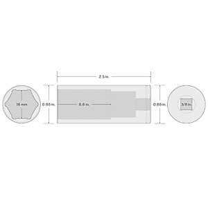 TEKTON 3/8 Inch Drive x 16 mm Deep 6-Point Socket | SHD13116
