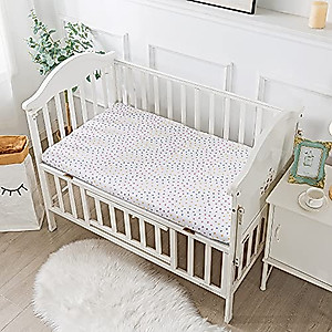 Hearts & Rainbow Crib Bedding Set - 3-Piece, Includes Quilt, Fitted Crib Sheet, and Changing Pad Cover - Rainbow Baby Crib Bedding, Farmhouse Nursery Décor, Baby Room Decorative Set for Girls