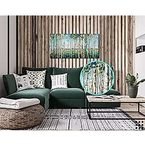 Pogusmavi Green View White Birch Forest Canvas Painting Wall Art Decor Nature Plant Picture Wildlife Trees Landscape Artwork Home Living Room Bedroom Office Wall Decoration Wall Art