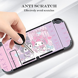 PERFECTSIGHT Cute Skin Sticker Compatible with Nintendo Switch, Kawaii Cartoon Vinyl Decal, Pretty Pattern Full Set Wrap Protective Film for NS Console & Joy-Con Controller & Dock (Melody Rabbit)