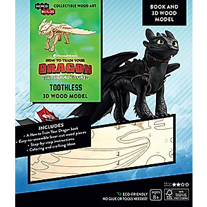 DreamWorks How to Train Your Dragon Toothless 3D Wood Puzzle & Model Figure Kit (41 Pcs) - Build & Paint Your Own 3-D Movie Toy - Educational Gift for Kids & Adults, No Glue Required, 8+ 