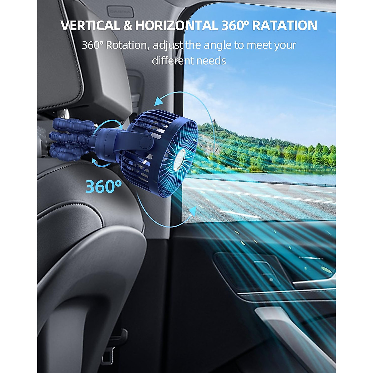 KIDEE Portable Baby Stroller Fan, Mini Baby Fan Clip on Fan, LED Display, 360° Rotate Flexible Tripod, Rechargeable Small Personal Handheld Fan Cooling Desk Fan for Car Seat Crib Treadmill Travel